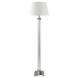 SKYLER ΦΩΤΙΣΤΙΚΟ ΕΠΙΔΑΠΕΔΙΟ 41x41x152cm ΑΛΟΥΜΙΝΙΟ ΑΣΗΜΙ ΓΥΑΛΙ ΛΕΥΚΟ
